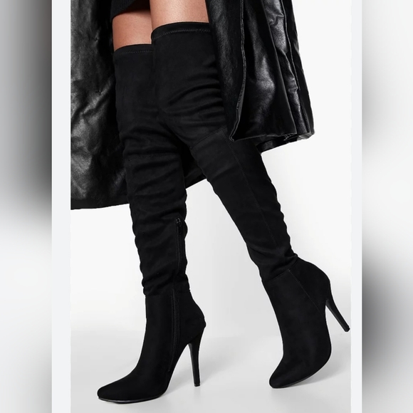 Shoes | Thigh High Suede Black Boots | Poshmark